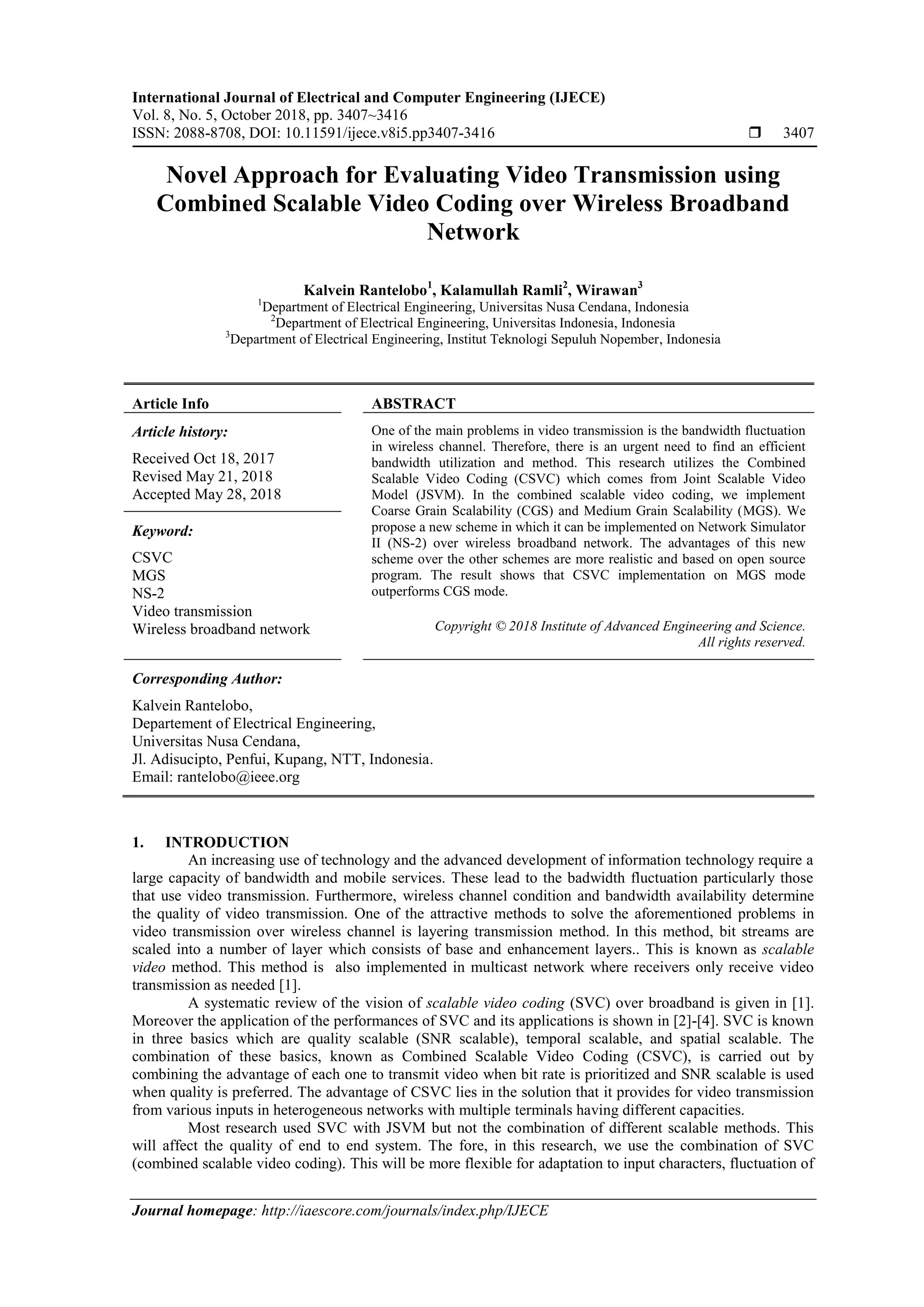Novel Approach for Evaluating Video Transmission using Combined Scalable Video Coding over ...