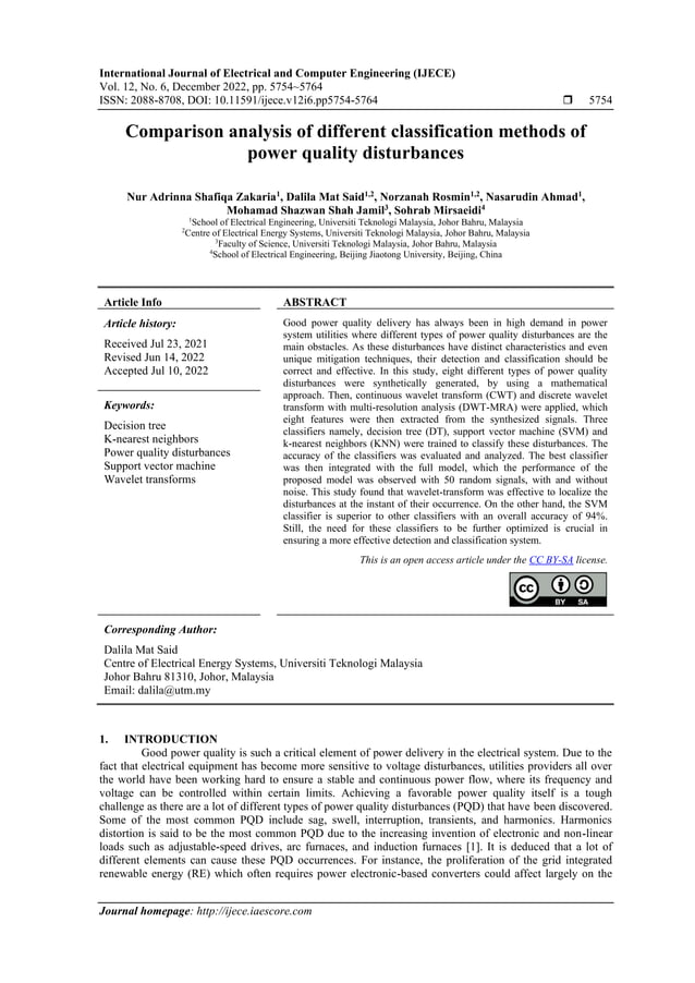 Comparison Analysis Of Different Classification Methods Of Power Quality Disturbances Pdf