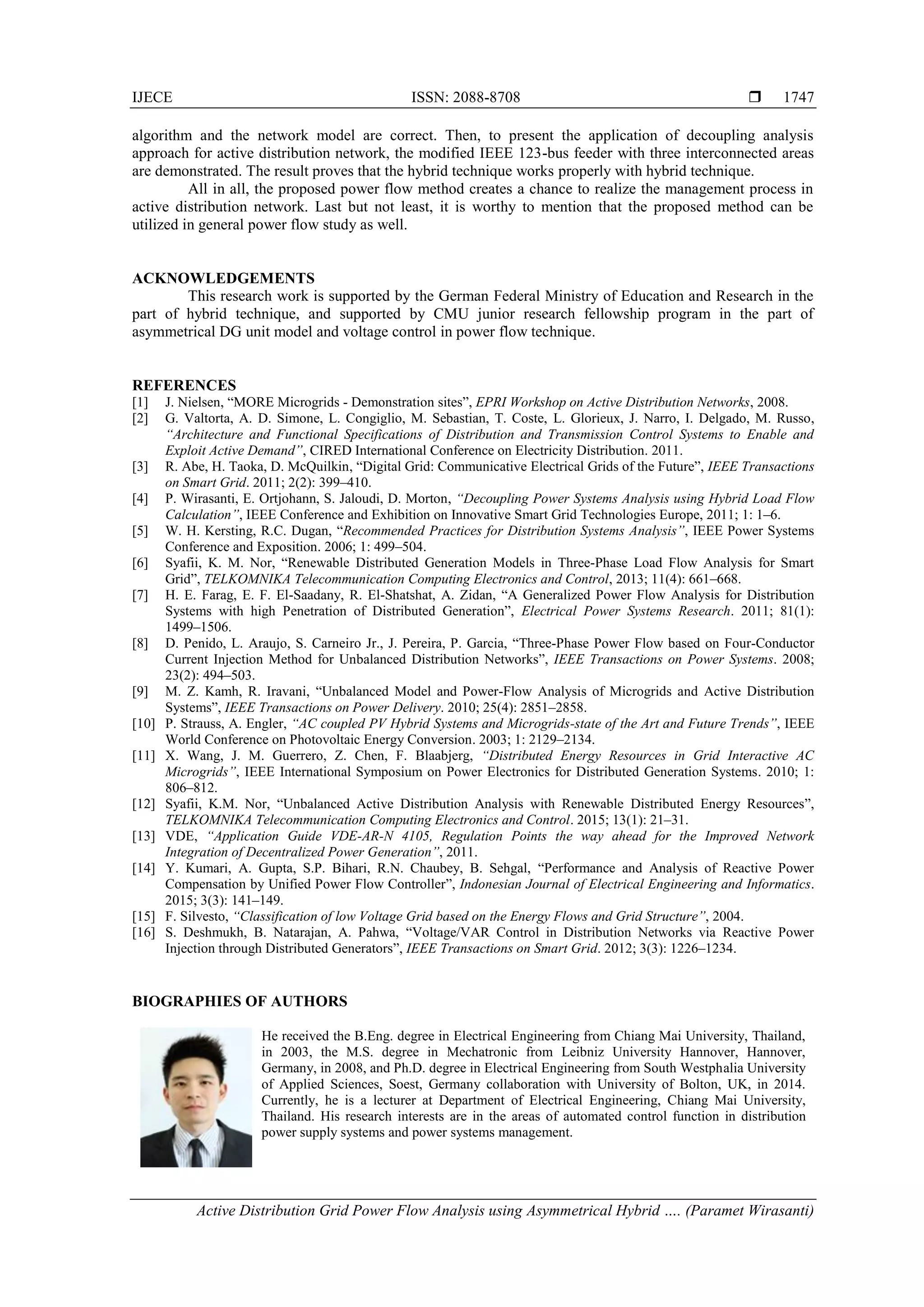Active Distribution Grid Power Flow Analysis Using Asymmetrical Hybrid Technique Pdf