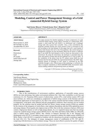 Modeling, Control and Power Management Strategy of a Grid connected ...