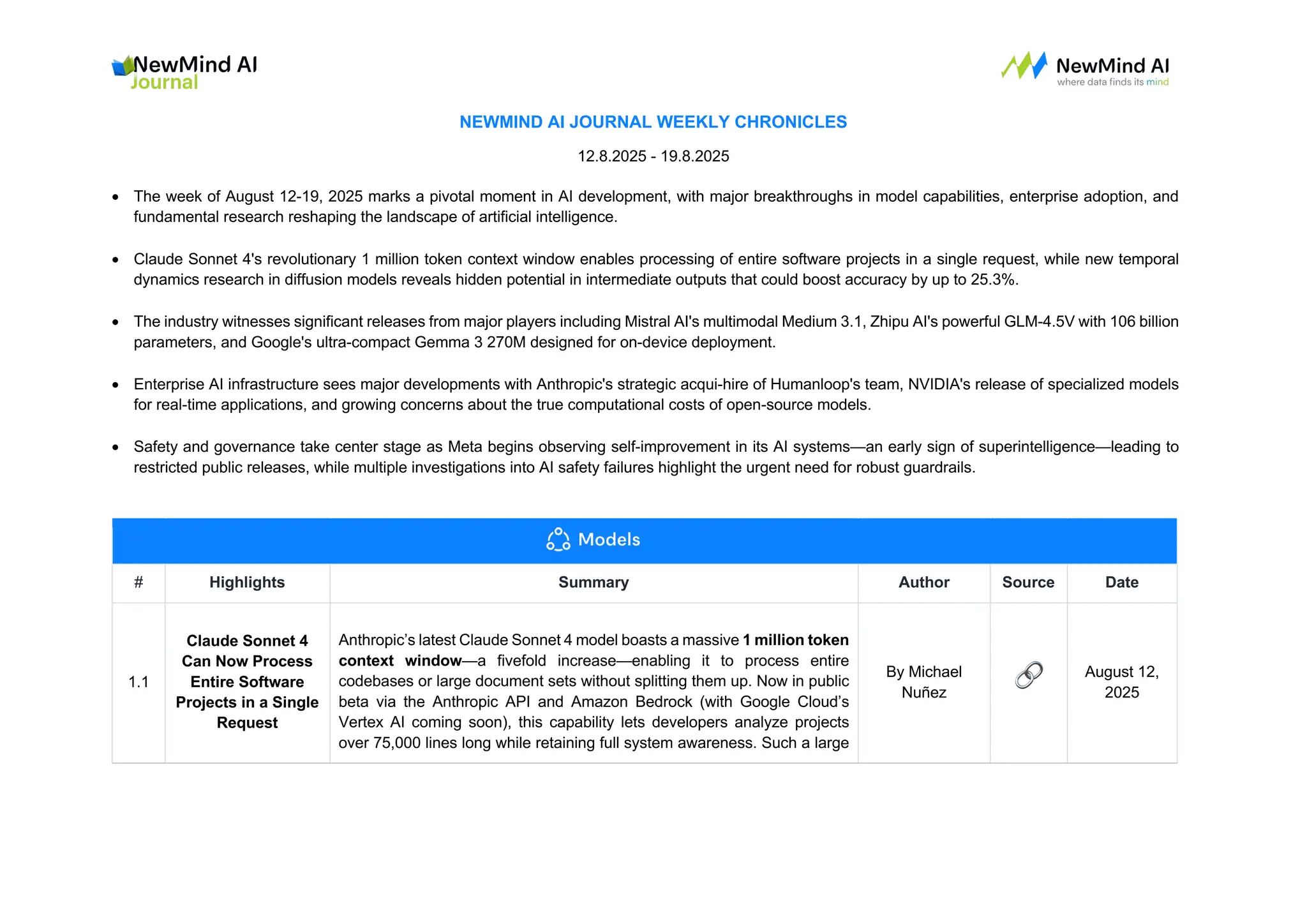 NewMind AI Weekly Chronicles – August ’25 Week III | PDF
