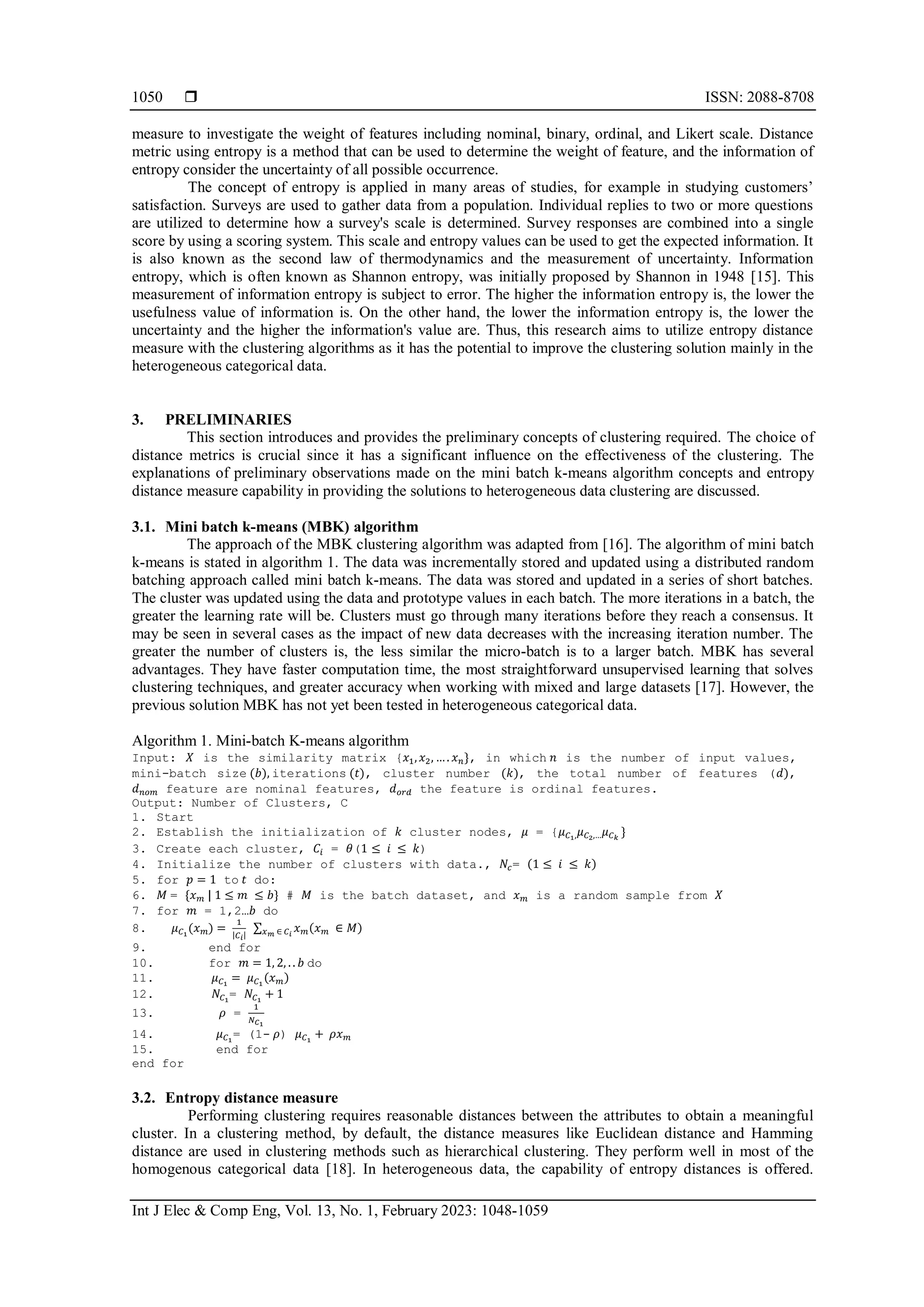 Clustering Heterogeneous Categorical Data Using Enhanced Mini Batch K