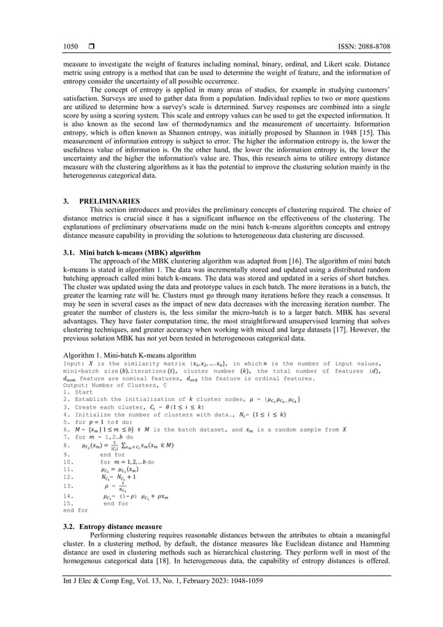 Clustering Heterogeneous Categorical Data Using Enhanced Mini Batch K Means With Entropy