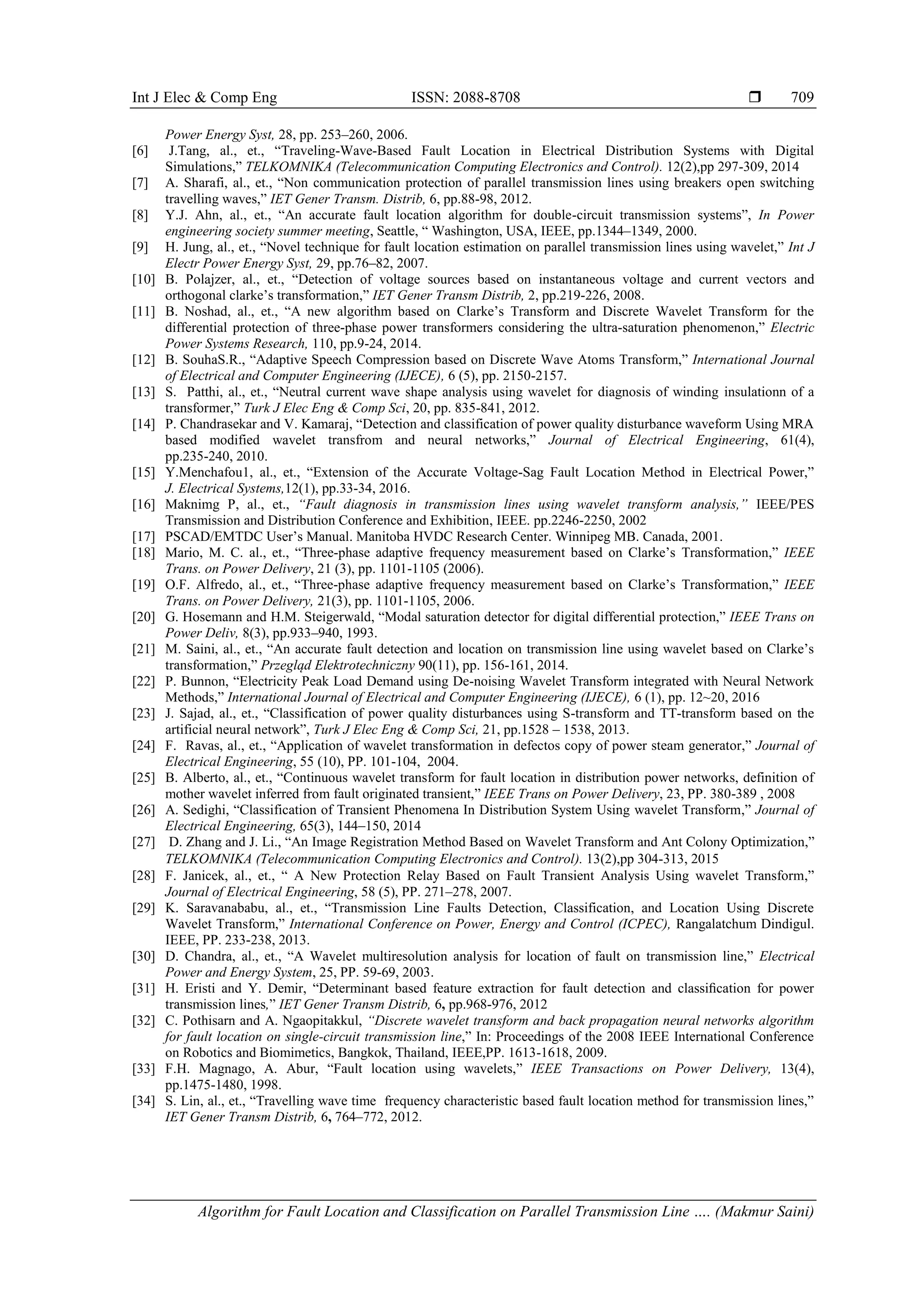 Algorithm For Fault Location And Classification On Parallel Transmission Line Using Wavelet