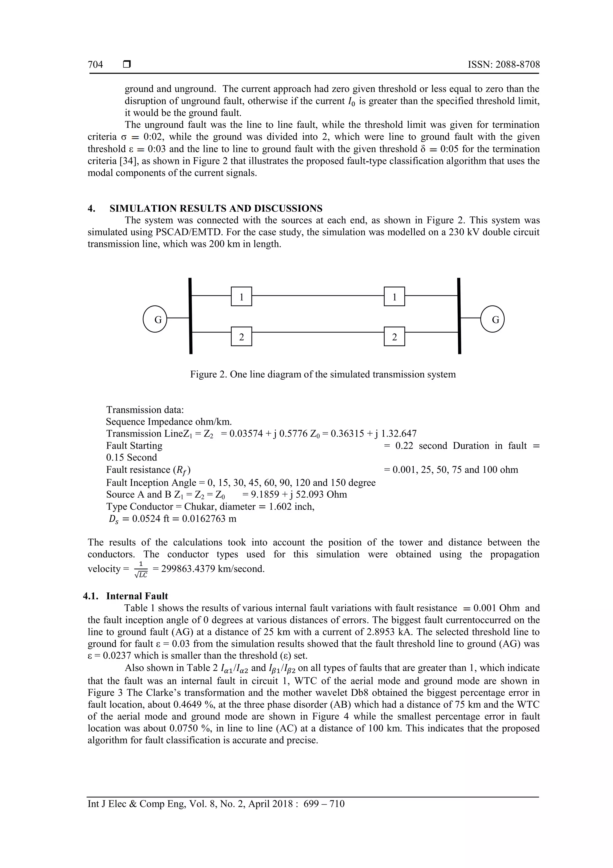 Algorithm For Fault Location And Classification On Parallel Transmission Line Using Wavelet