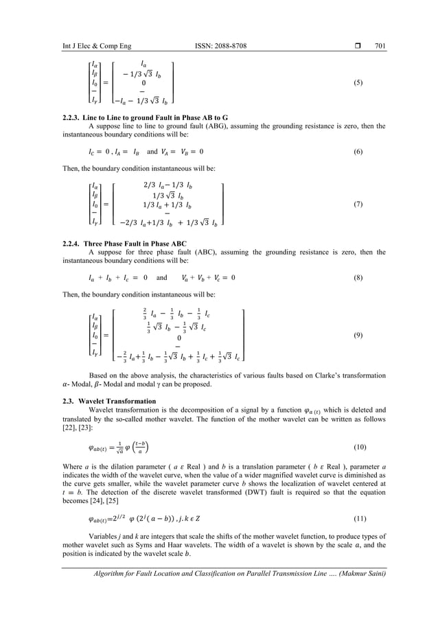 Algorithm For Fault Location And Classification On Parallel Transmission Line Using Wavelet