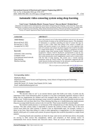 Automatic video censoring system using deep learning | PDF