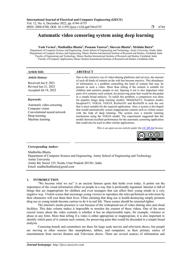 Automatic Video Censoring System Using Deep Learning Pdf