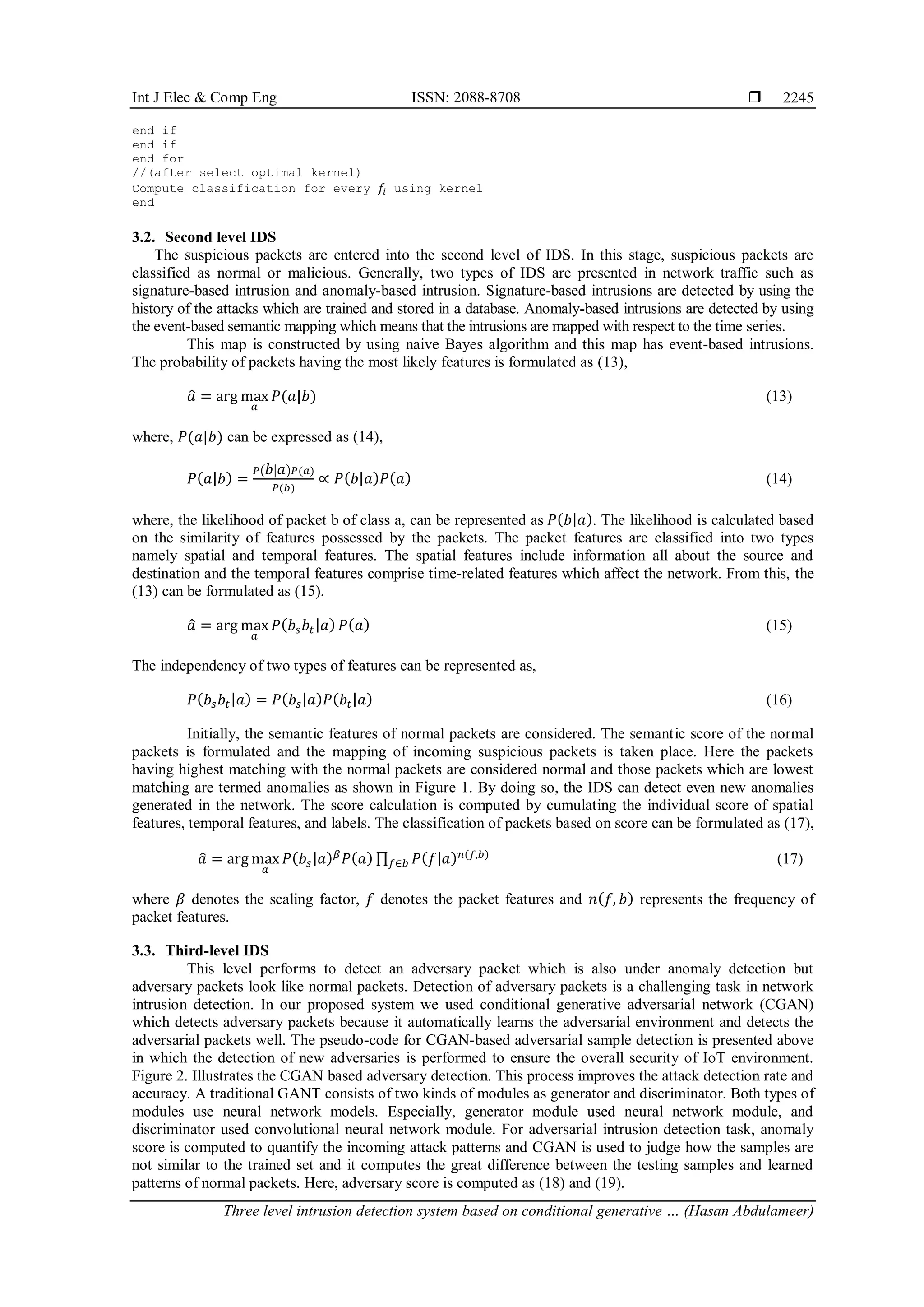 Three Level Intrusion Detection System Based On Conditional Generative Adversarial Network Pdf