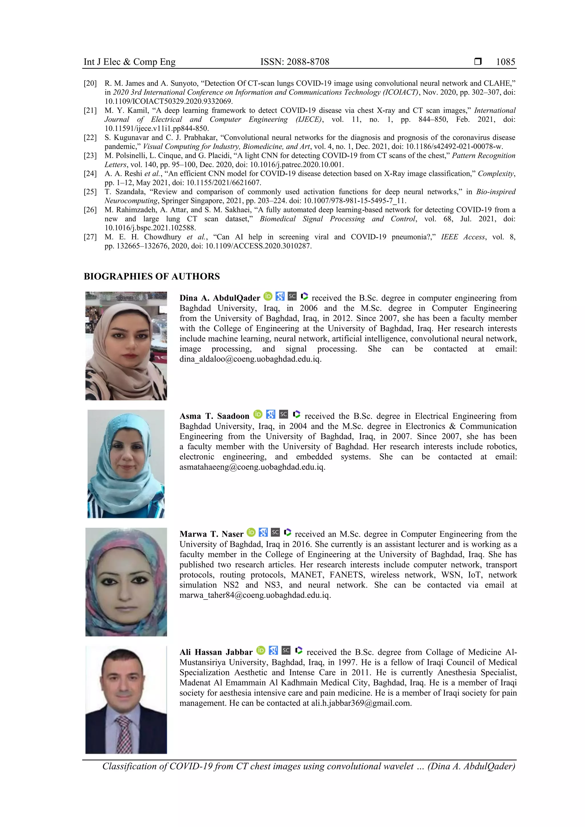 Classification of COVID-19 from CT chest images using convolutional wavelet neural network | PDF