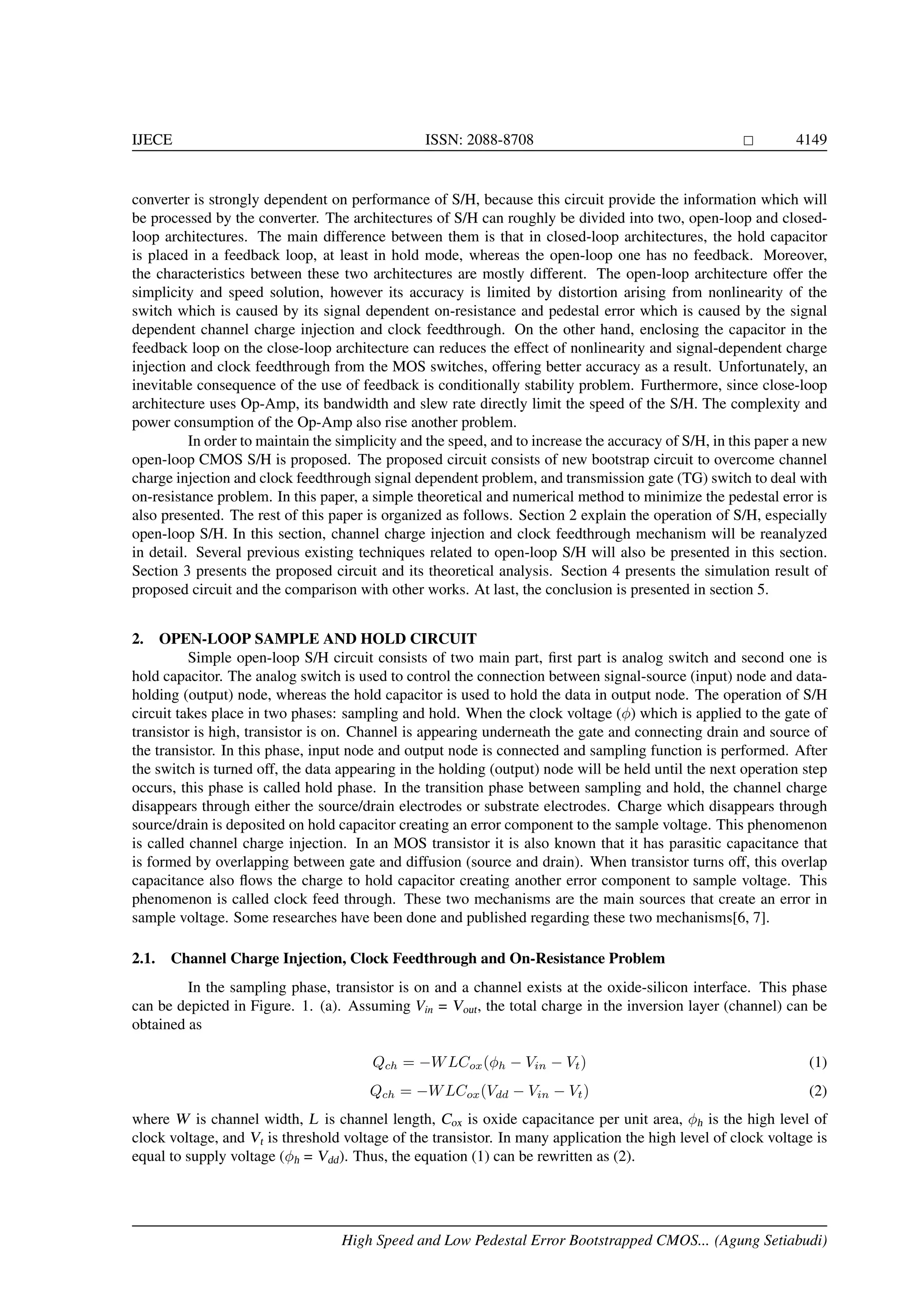 High Speed and Low Pedestal Error Bootstrapped CMOS Sample and Hold ...