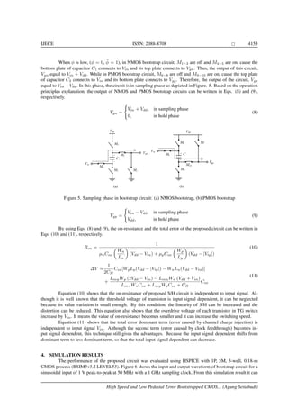 High Speed and Low Pedestal Error Bootstrapped CMOS Sample and Hold Circuit | PDF