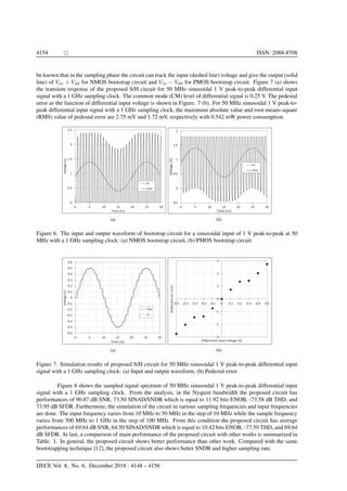 High Speed and Low Pedestal Error Bootstrapped CMOS Sample and Hold Circuit | PDF