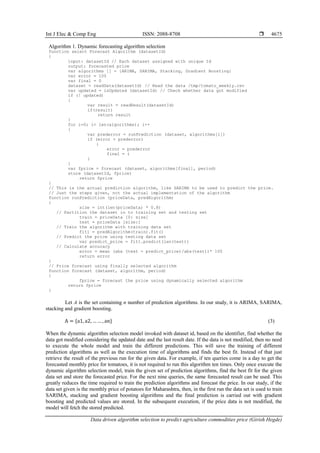 Data driven algorithm selection to predict agriculture commodities price | PDF