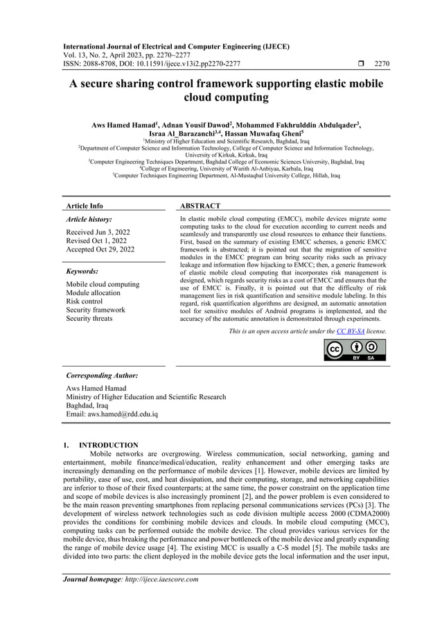 A secure sharing control framework supporting elastic mobile cloud ... A secure sharing control framework supporting elastic mobile cloud ...