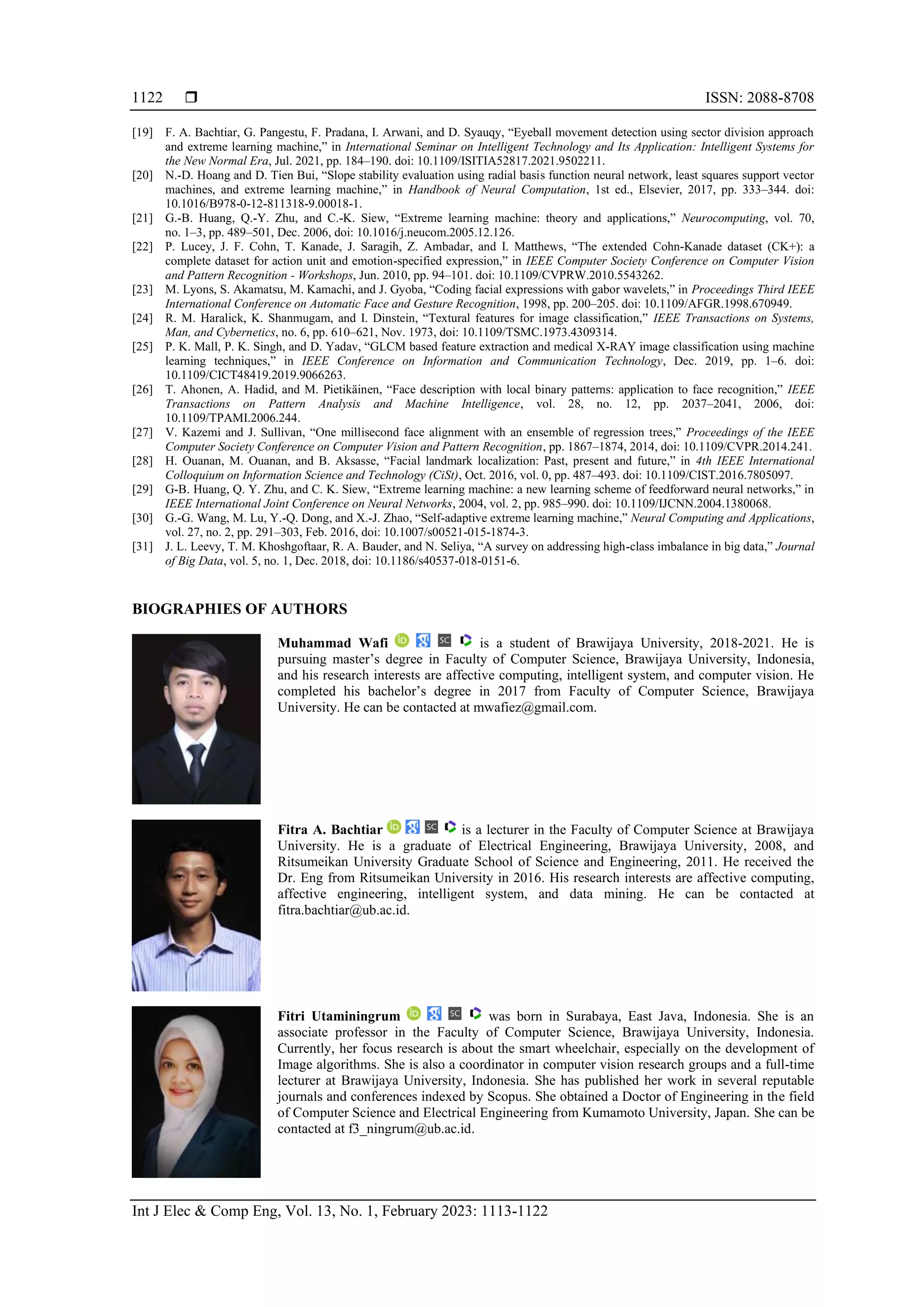 Feature extraction comparison for facial expression recognition using adaptive extreme learning ...