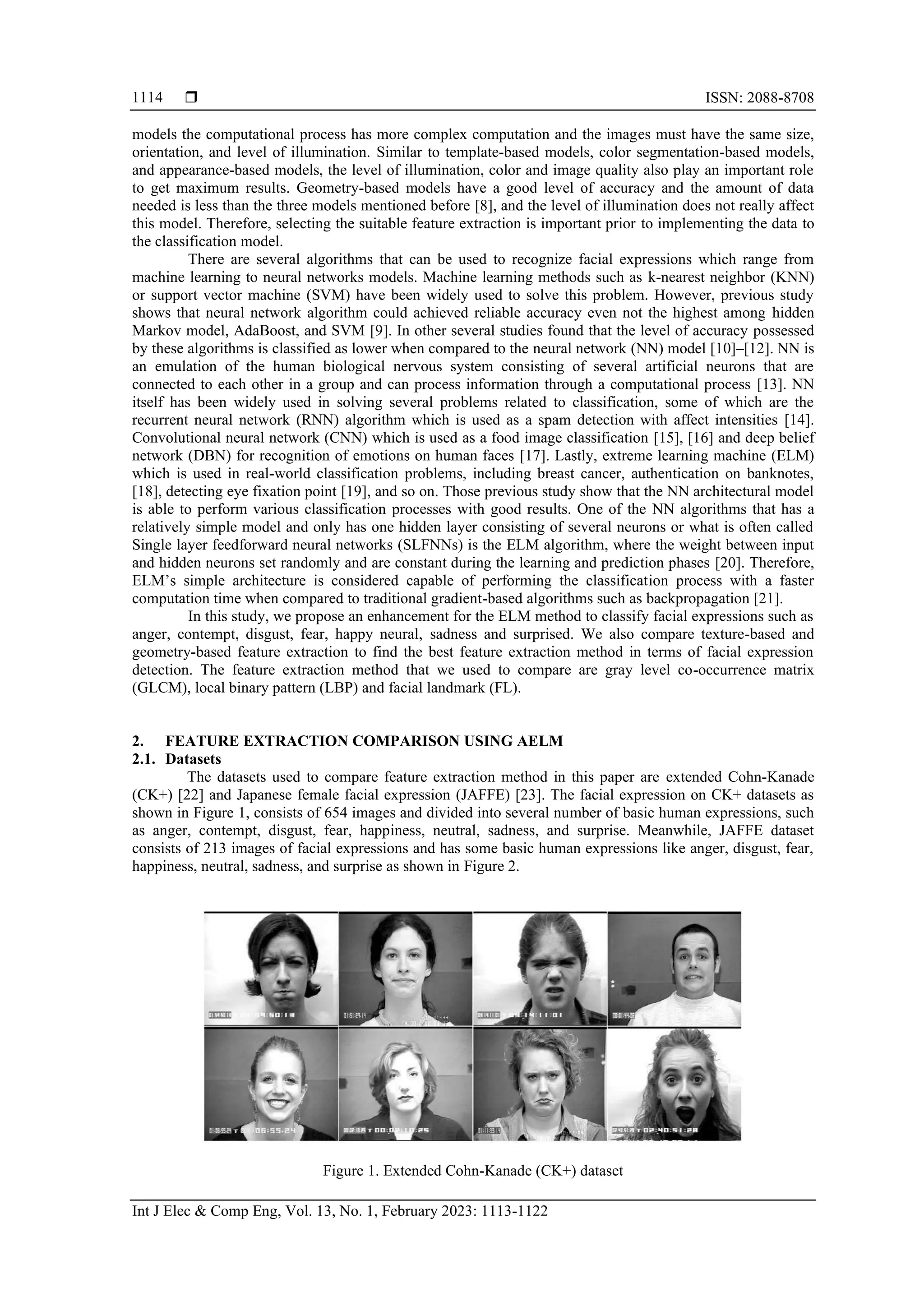 Feature Extraction Comparison For Facial Expression Recognition Using