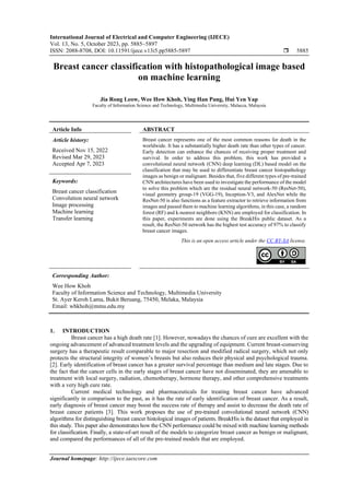 Breast cancer classification with histopathological image based on ...