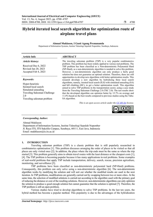 Hybrid iterated local search algorithm for optimization route of ...