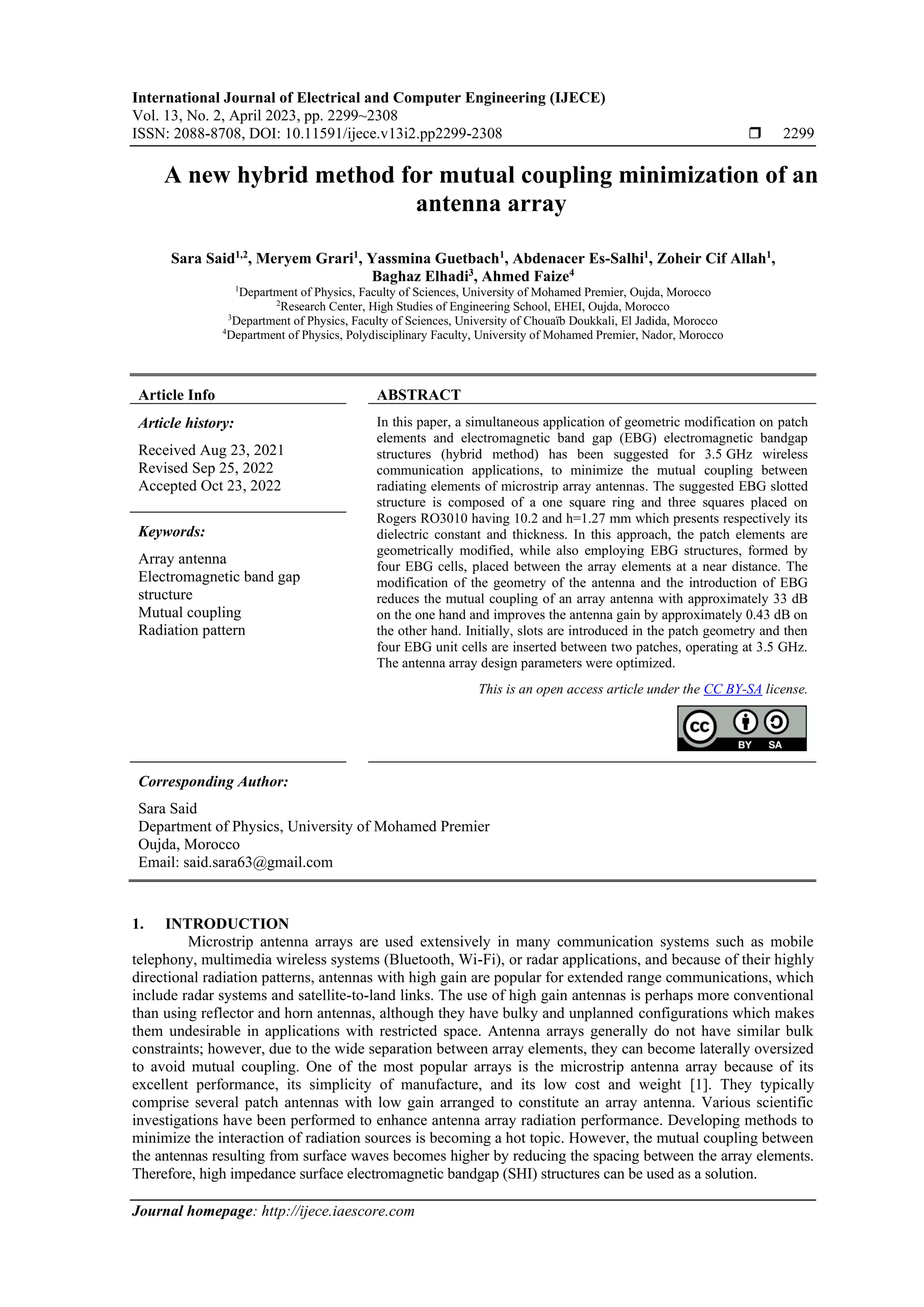 A new hybrid method for mutual coupling minimization of an antenna array | PDF