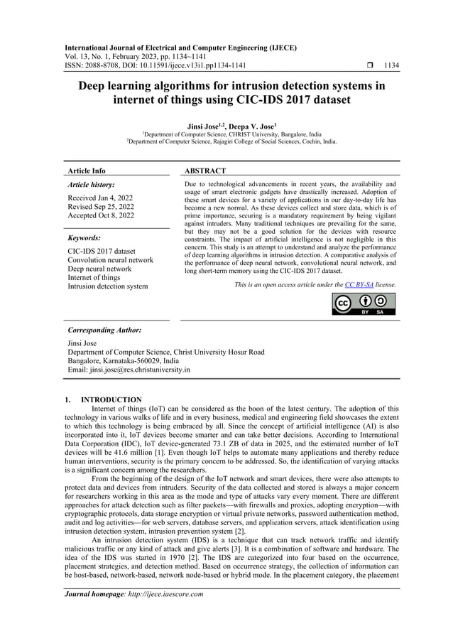Deep Learning Algorithms For Intrusion Detection Systems In Internet Of Things Using Cic Ids