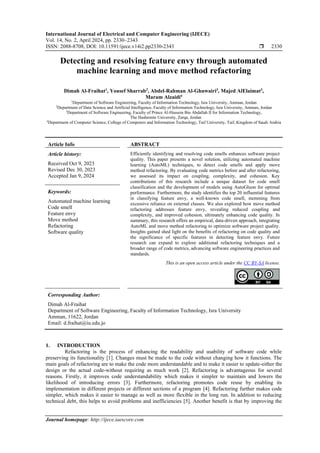 Detecting and resolving feature envy through automated machine learning and move method ...
