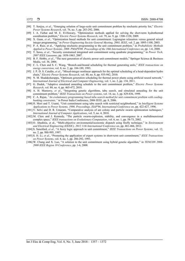 Unit Commitment Problem In Electrical Power System A Literature Review Pdf