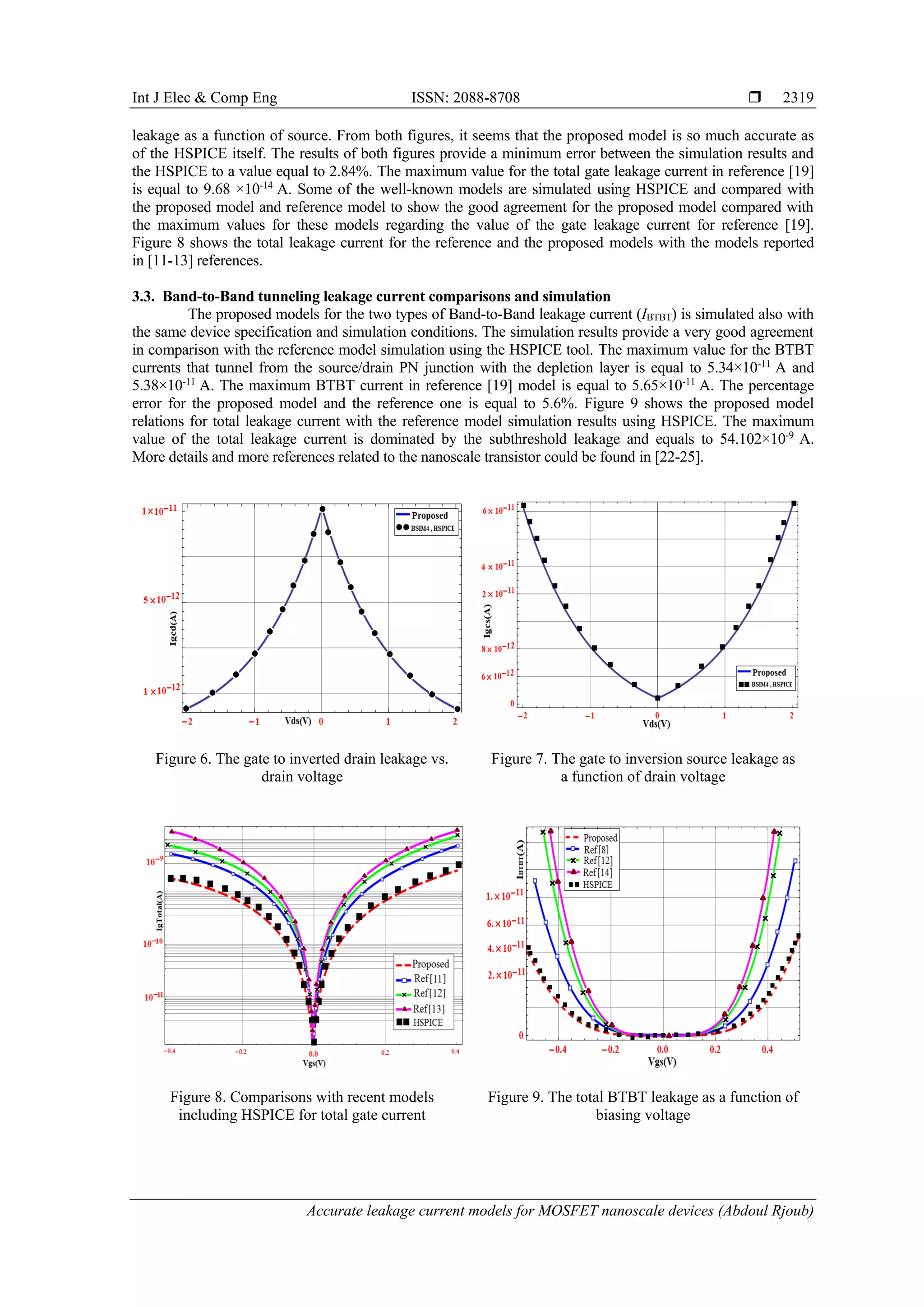 Accurate leakage current models for MOSFET nanoscale devices | PDF
