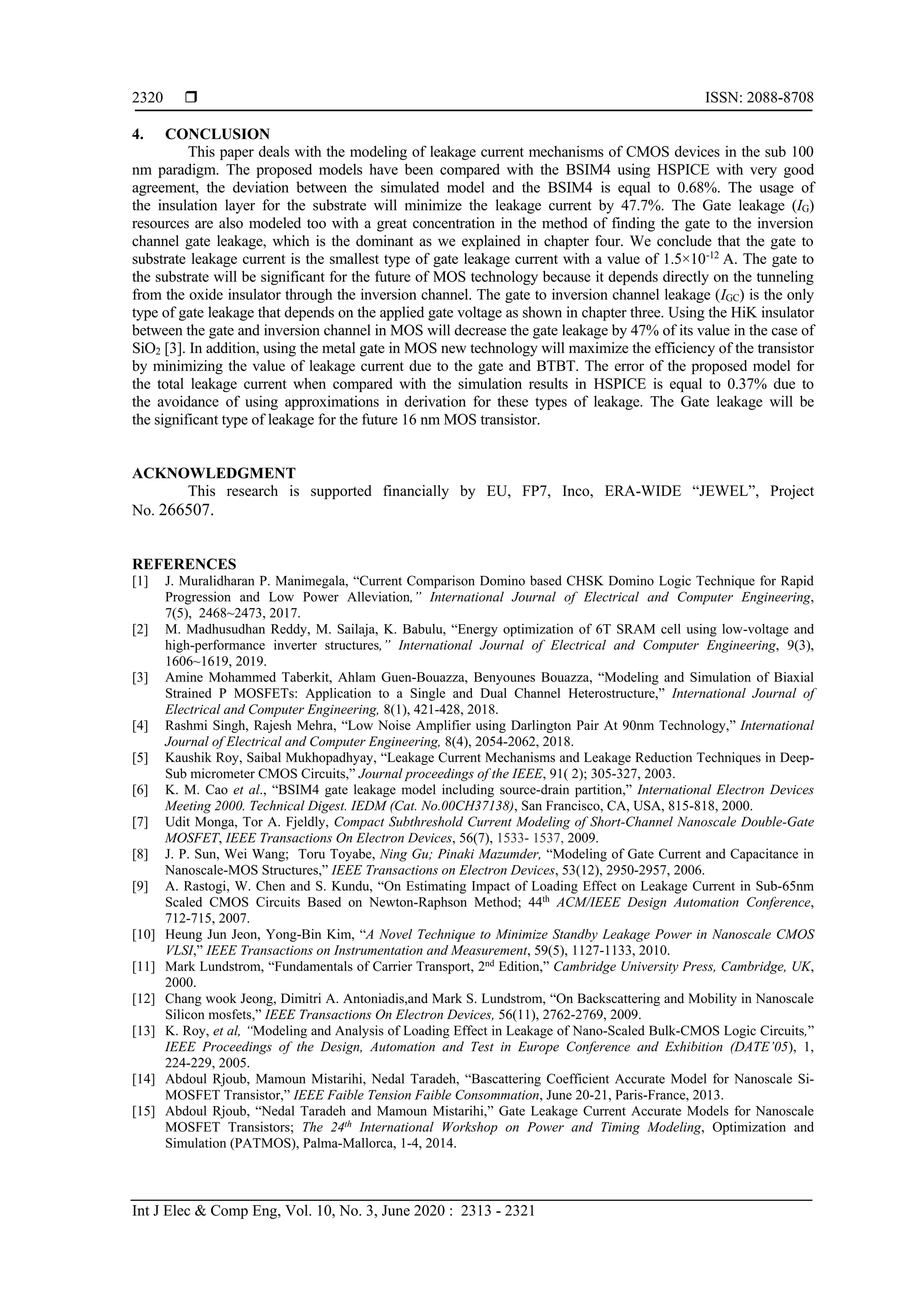 Accurate leakage current models for MOSFET nanoscale devices | PDF