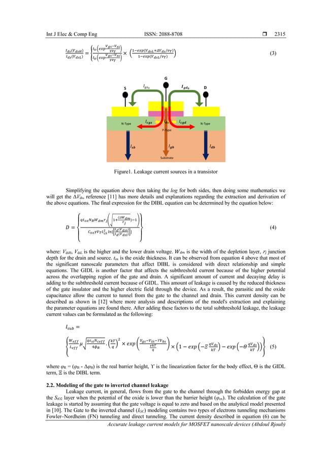 Accurate leakage current models for MOSFET nanoscale devices | PDF ...