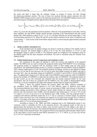 Accurate leakage current models for MOSFET nanoscale devices | PDF | Physics | Science