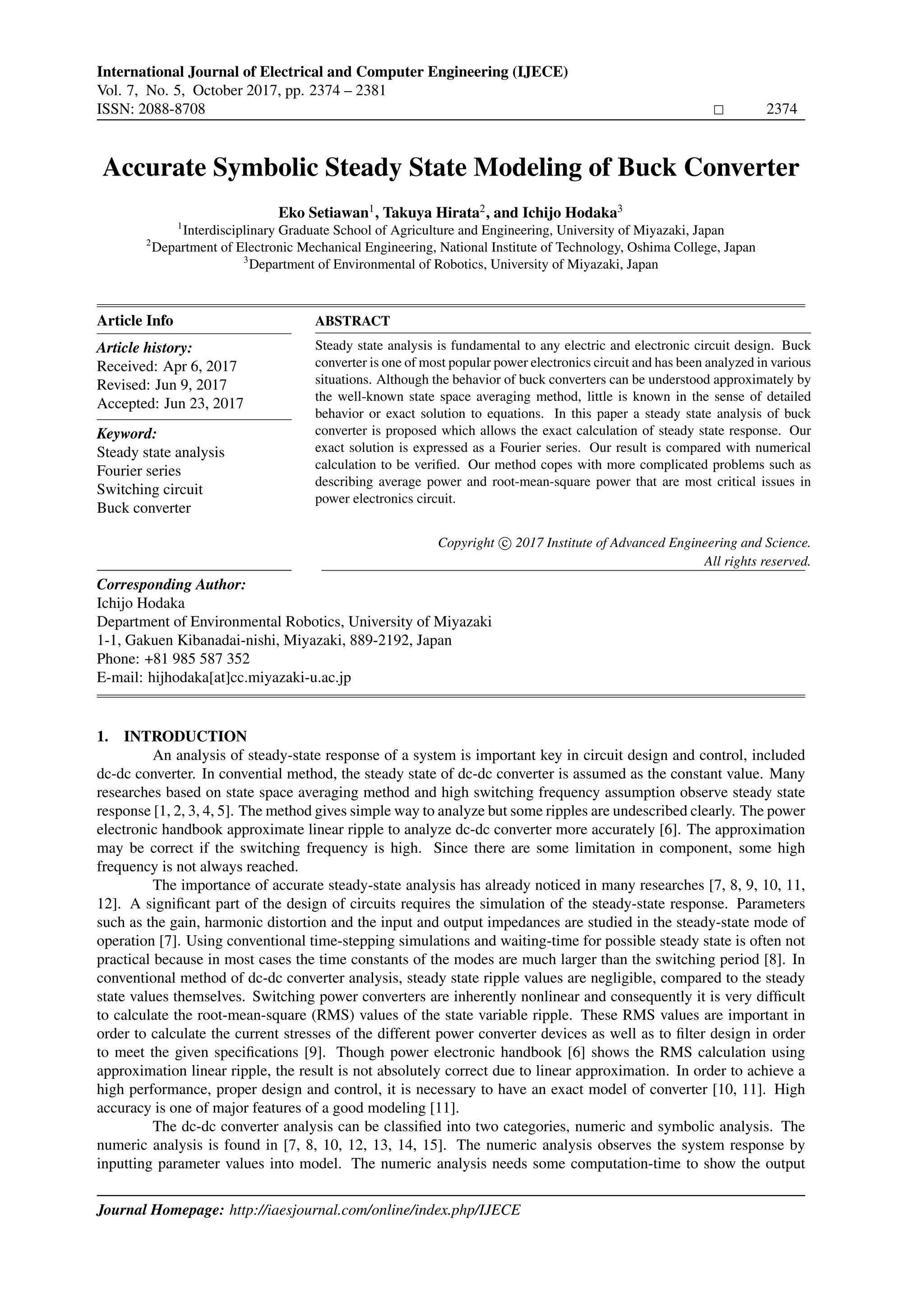 Accurate Symbolic Steady State Modeling of Buck Converter | PDF
