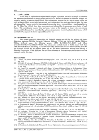 Dielectric Strength Improvement of Natural Ester Insulation Oil via ...