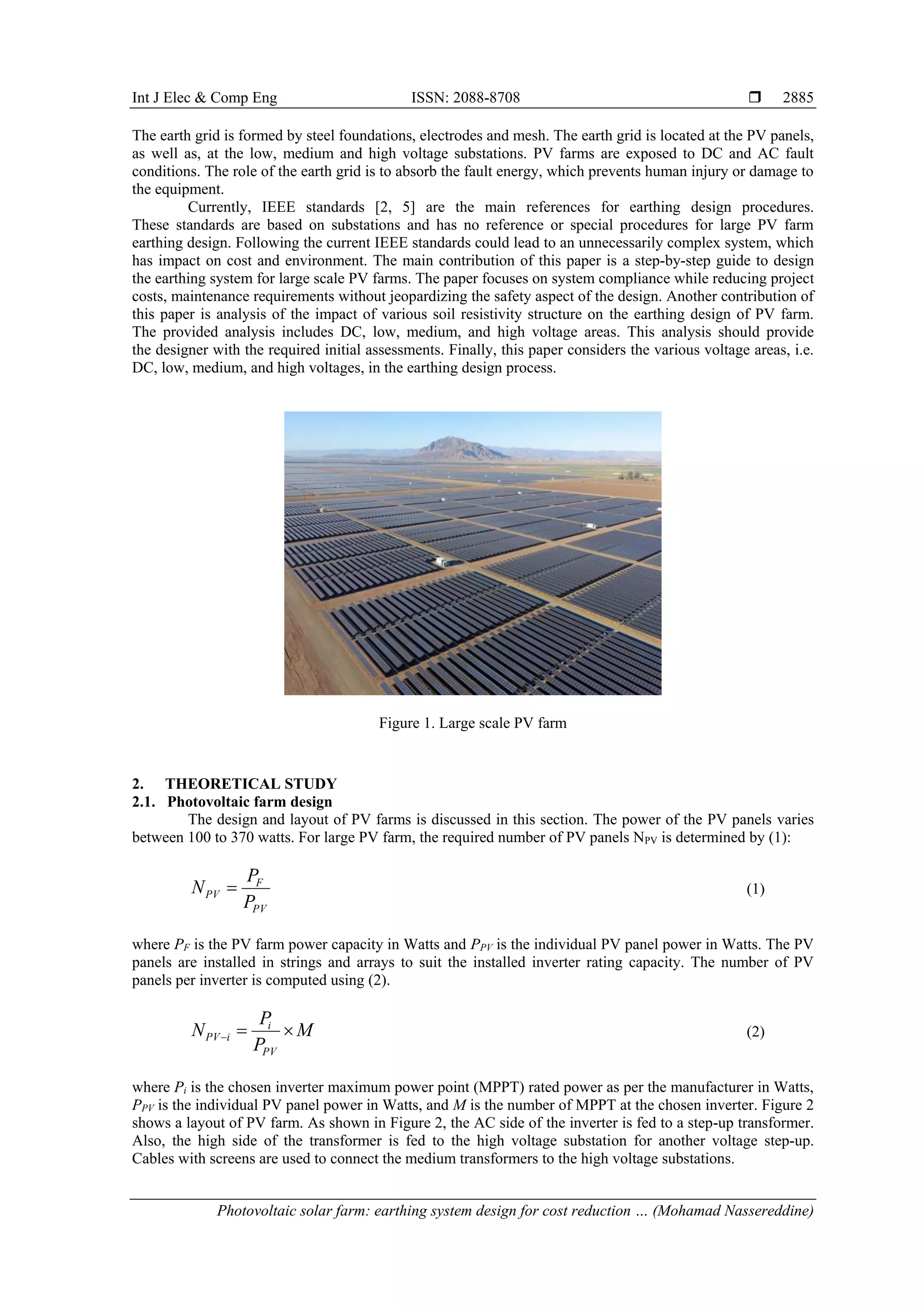 Photovoltaic solar farm: earthing system design for cost reduction and ...
