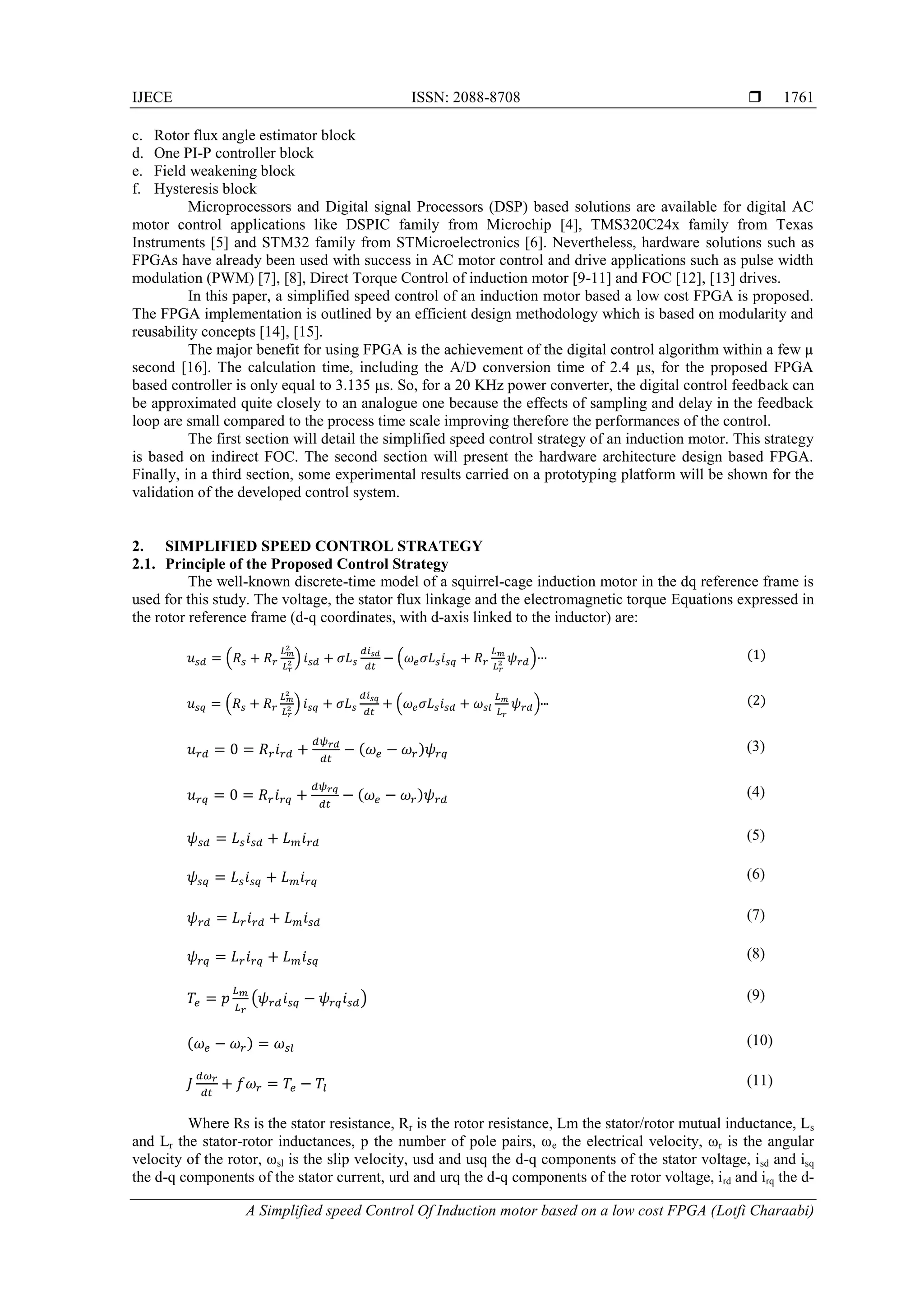 A Simplified Speed Control Of Induction Motor based on a Low Cost FPGA | PDF