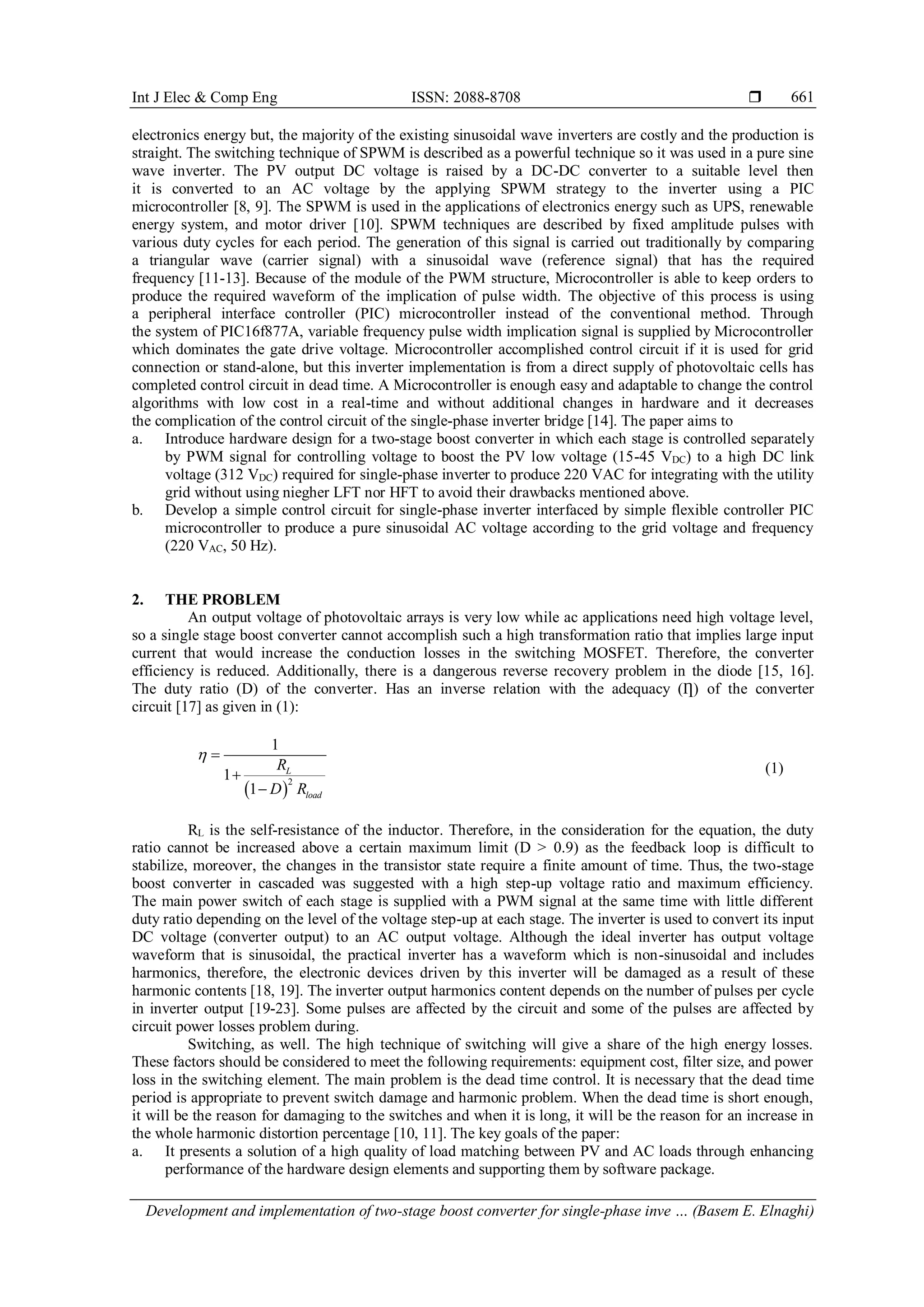 Development and implementation of two-stage boost converter for single ...