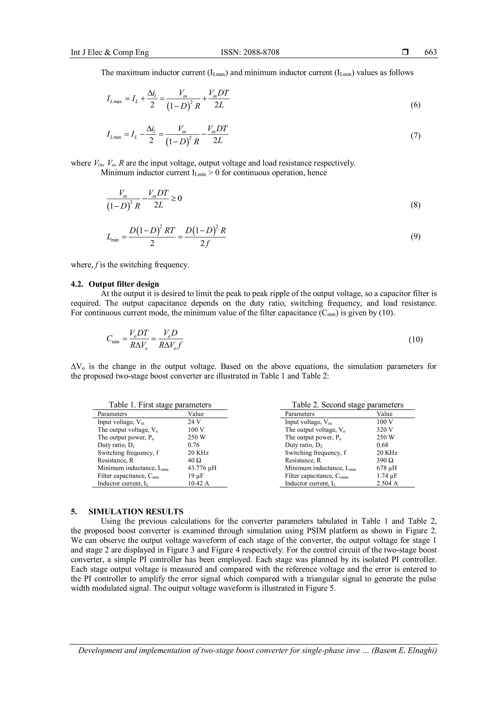Development and implementation of two-stage boost converter for single ...