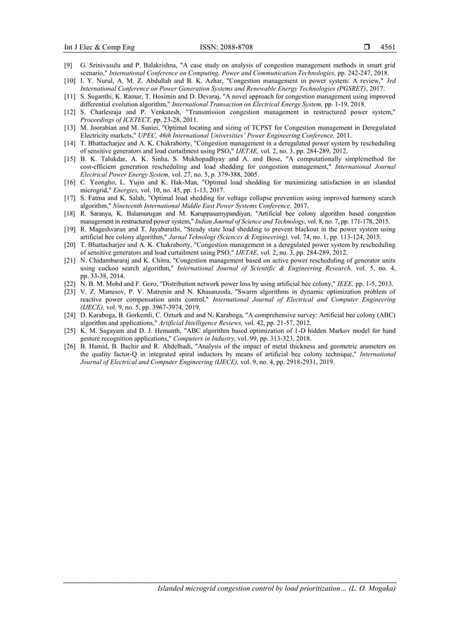 Islanded microgrid congestion control by load prioritization and shedding using ABC algorithm | PDF