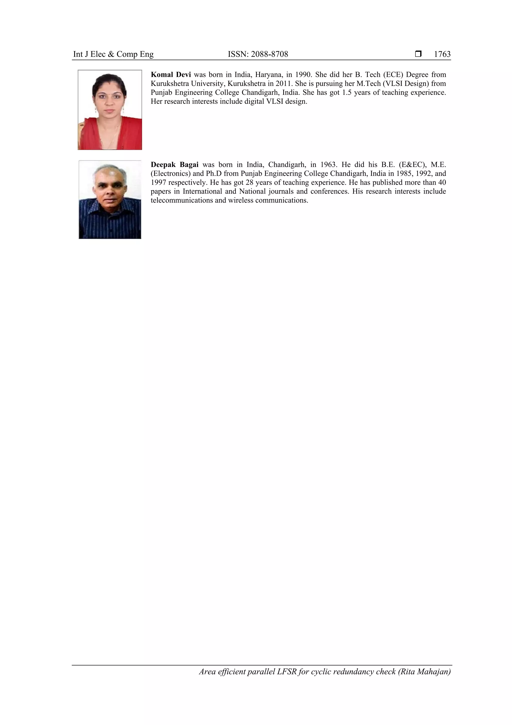 Area efficient parallel LFSR for cyclic redundancy check | PDF