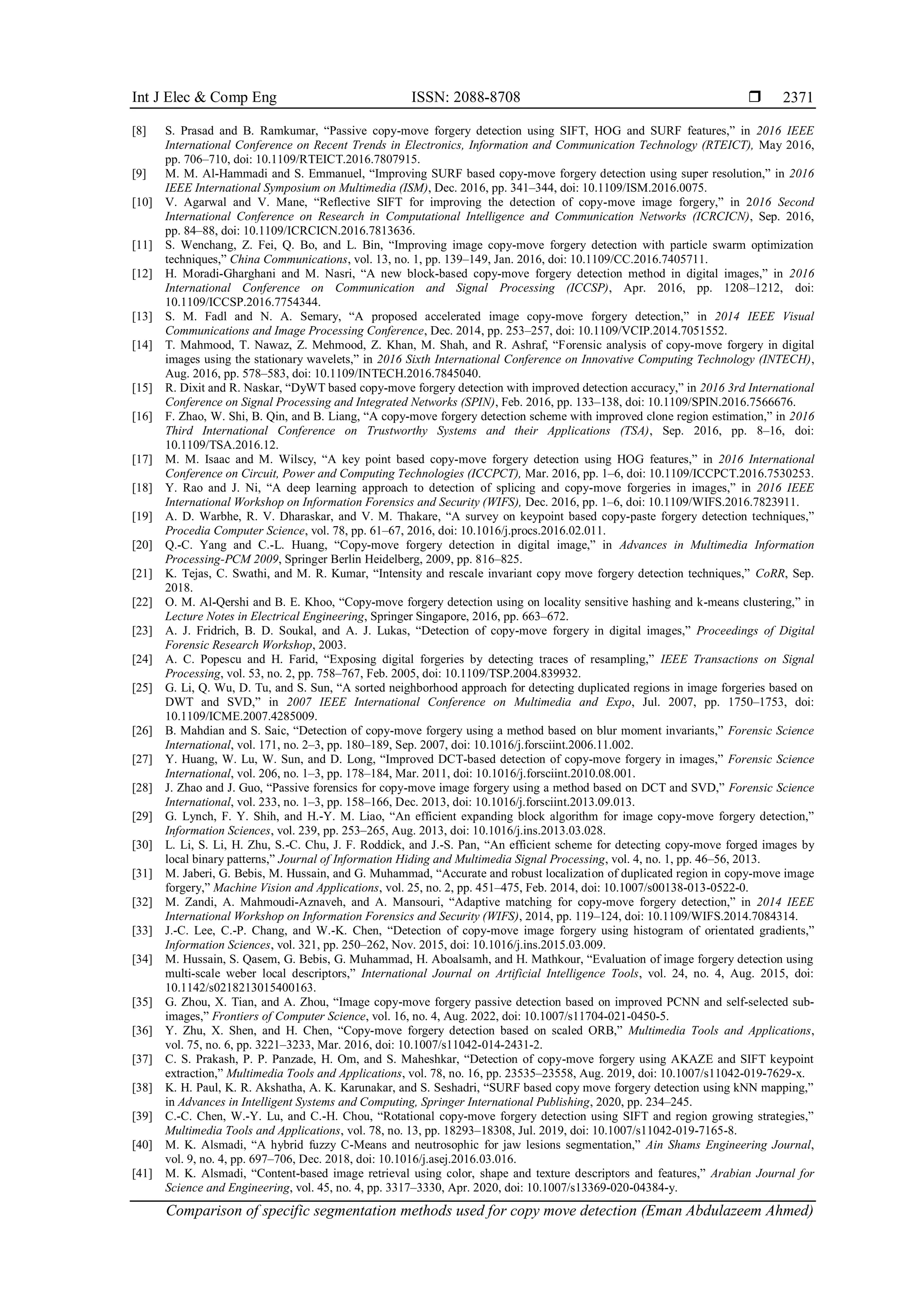 Comparison Of Specific Segmentation Methods Used For Copy Move Detection Pdf Photo Editing