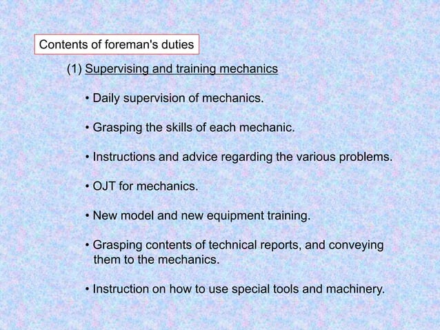 advanced technicians course MECHANIC'S DUTIES | PPT