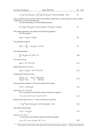 The optimal control system of the ship based on the linear quadratic ...