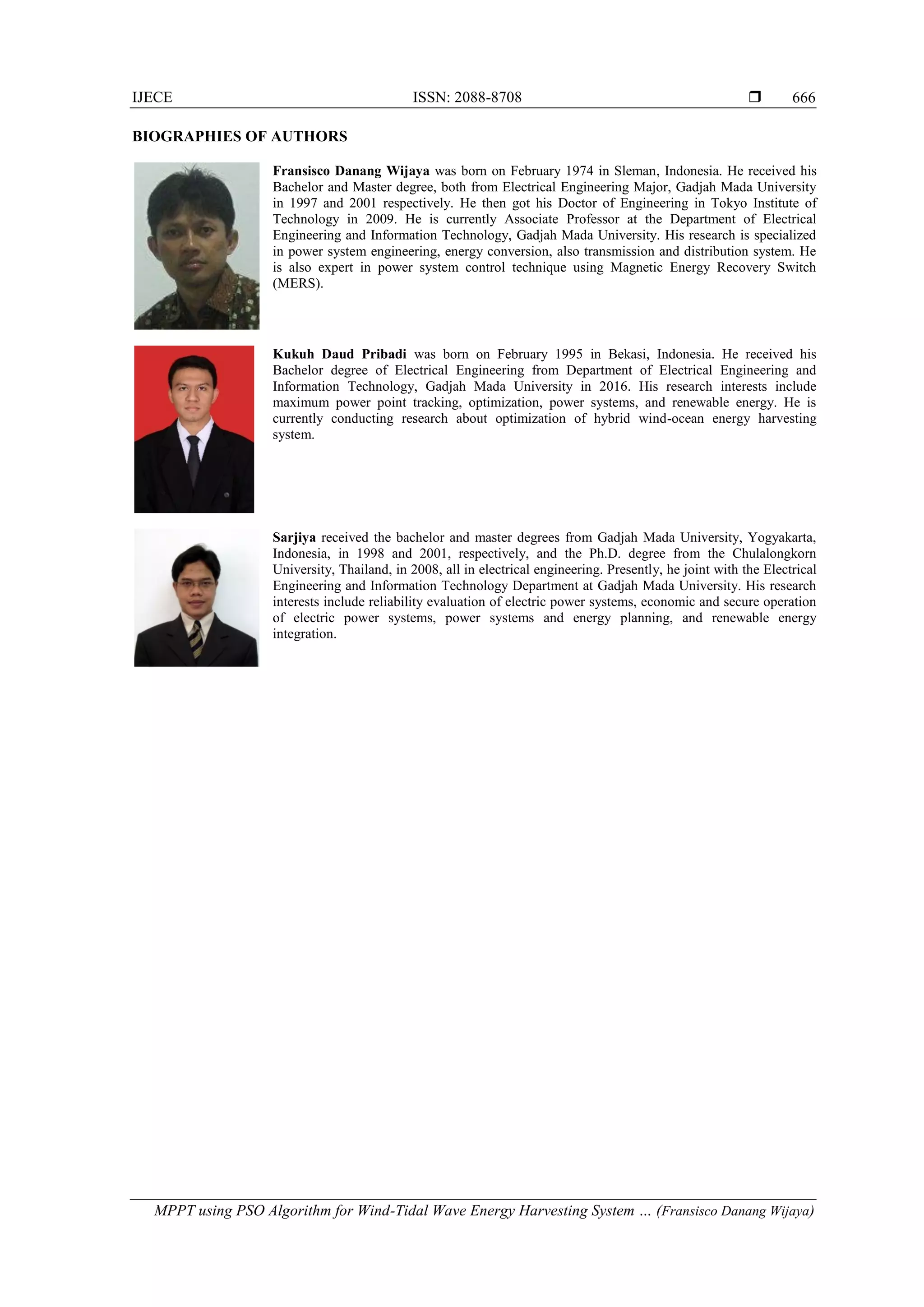 Maximum Power Point Tracking using Particle Swarm Optimization Algorithm for Hybrid Wind-Tidal ...