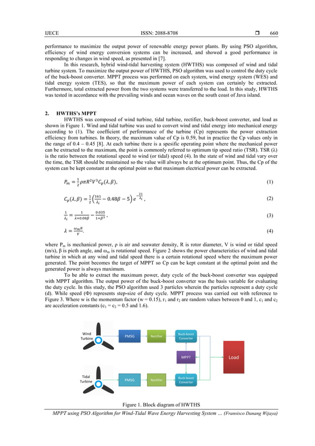Maximum Power Point Tracking using Particle Swarm Optimization Algorithm for Hybrid Wind-Tidal ...