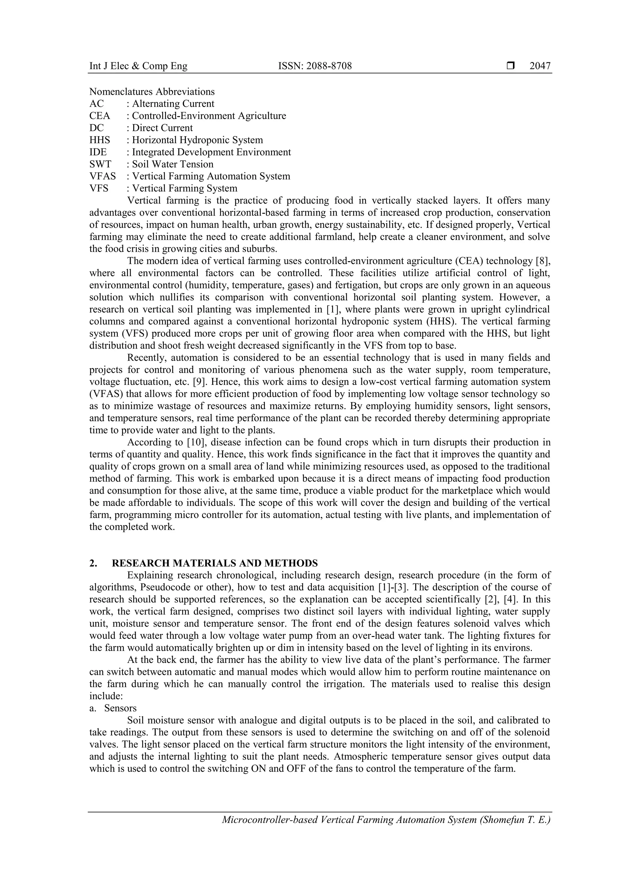 Microcontroller-based Vertical Farming Automation System | PDF