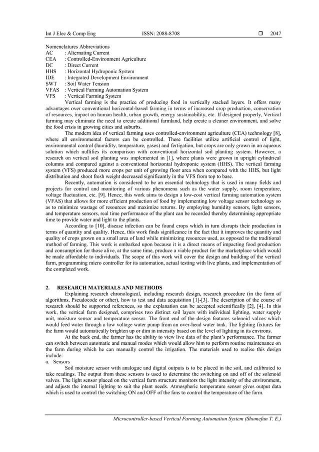 Microcontroller-based Vertical Farming Automation System | PDF