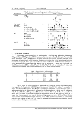 High functionality reversible arithmetic logic unit | PDF | Technology & Computing