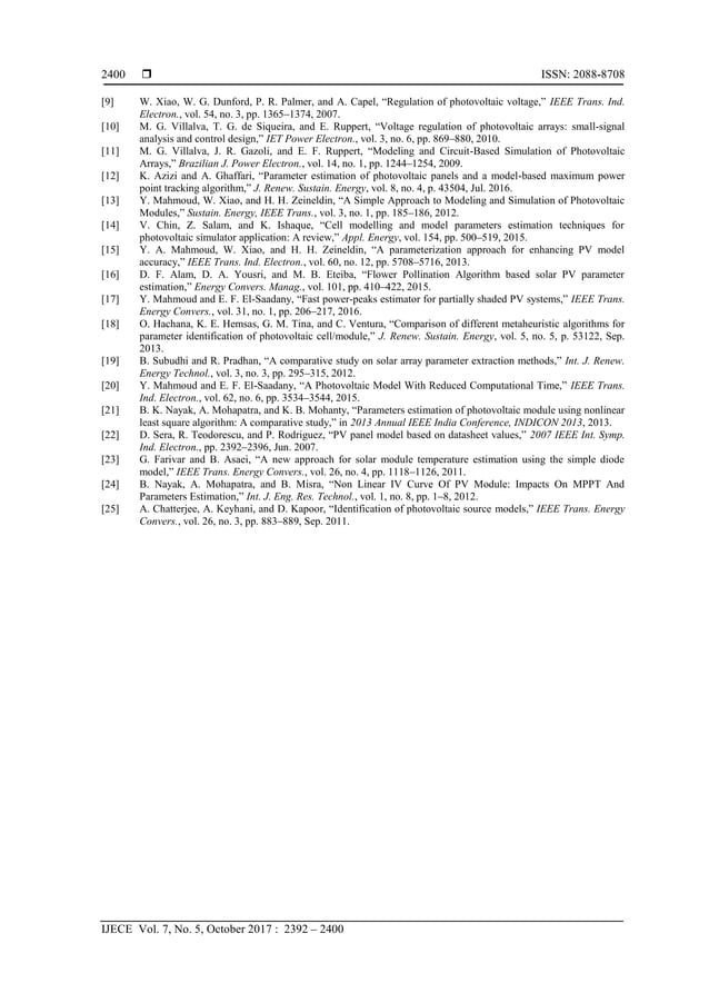 Parameter Extraction Of Pv Module Using Nls Algorithm With Experimental Validation Pdf