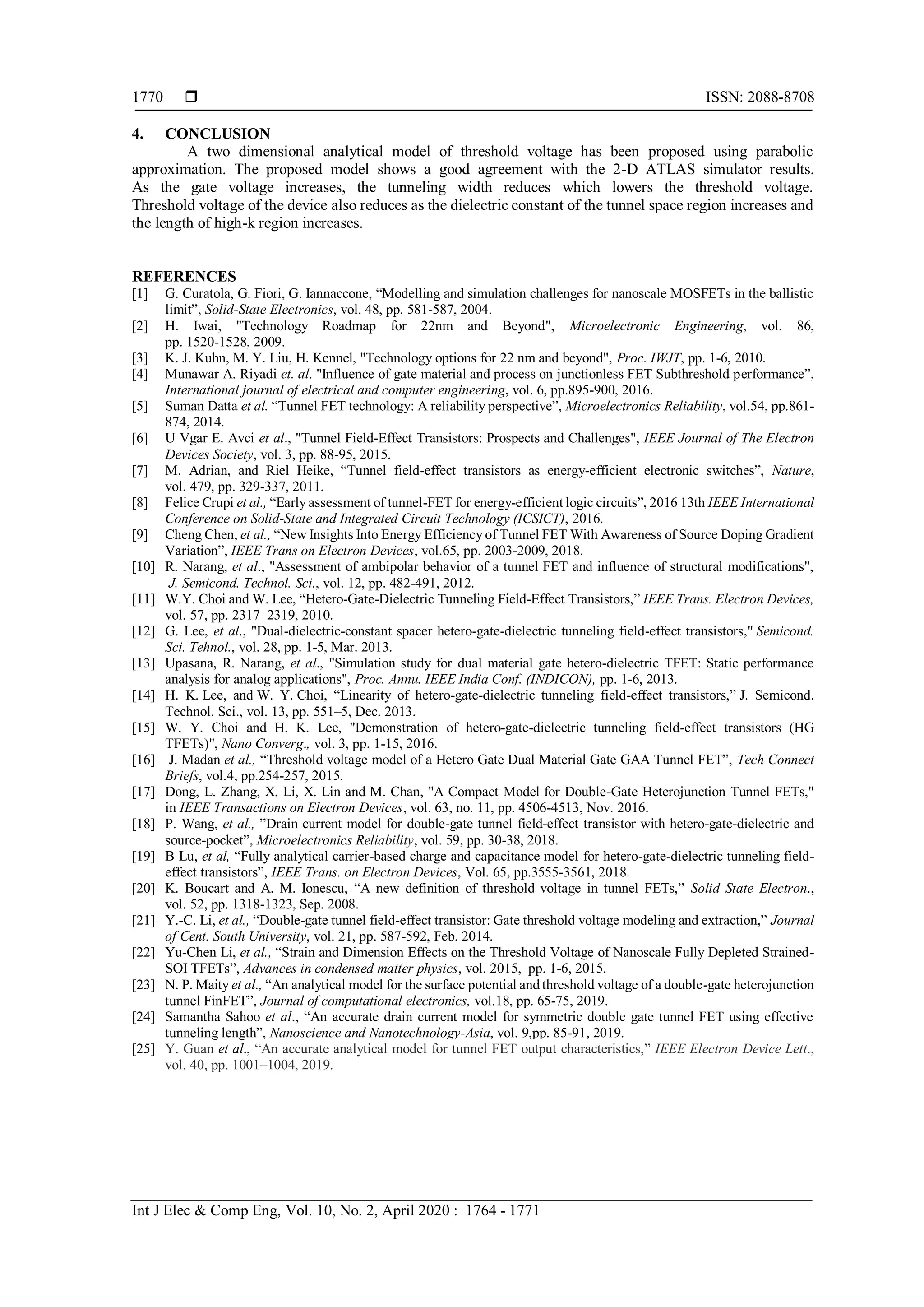 Threshold voltage model for hetero-gate-dielectric tunneling field ...