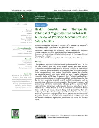 Health benefits and therapeutic potential of yogurt derived ...